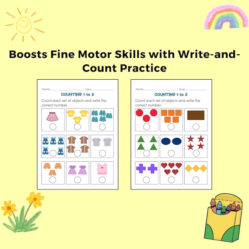 1st Grade Math Counting Activities, Count the Objects to 5, 10, 20, 30 ...