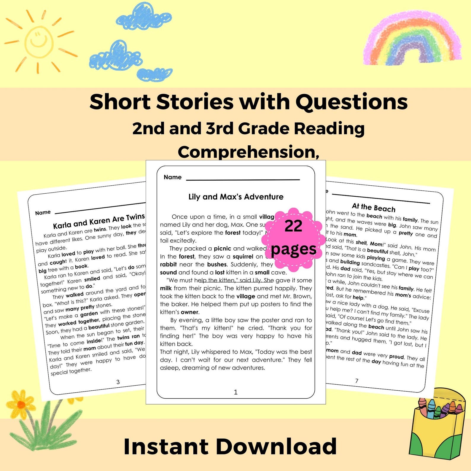 Fluency Passages, Sight Words Stories, 2nd and 3rd Grade Reading ...