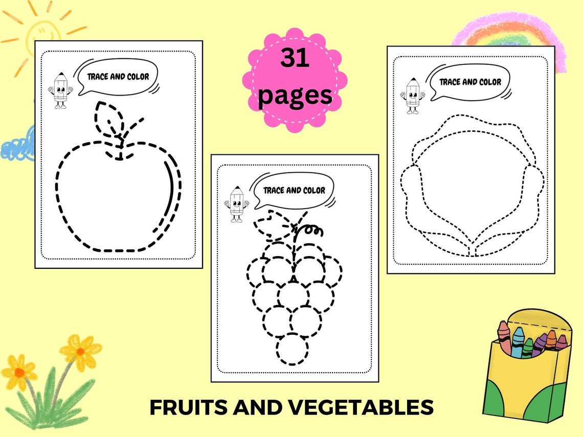 Trace and Color Worksheet for Kids, Trace Practice, Fine Motor Skills ...