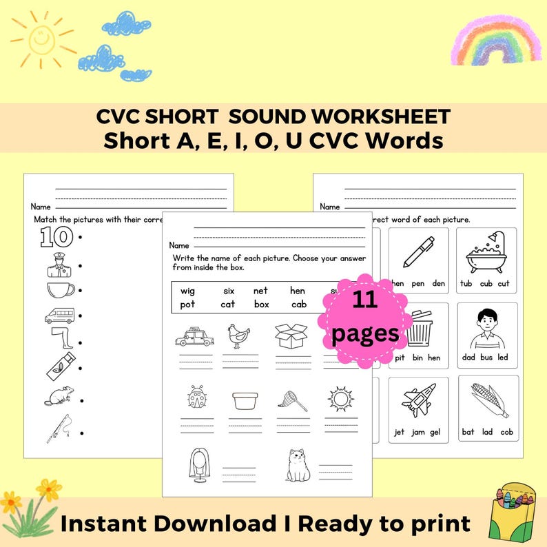 Printable Cvc Worksheets, CVC Worksheets, CVC Words ,phonics Printables ...