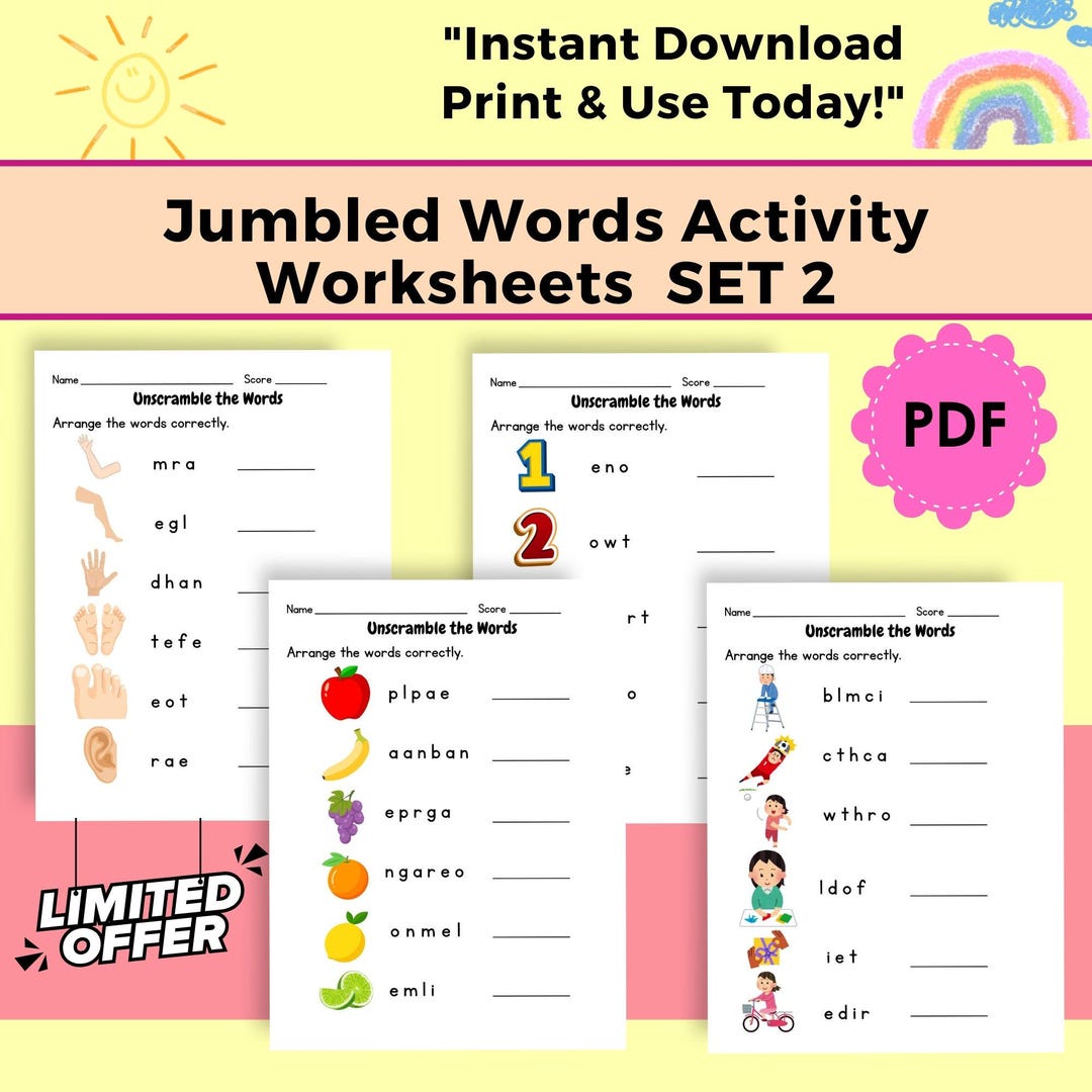 1st Grade Spelling Worksheets – Word Scramble, Jumbled Letters, Phonics ...