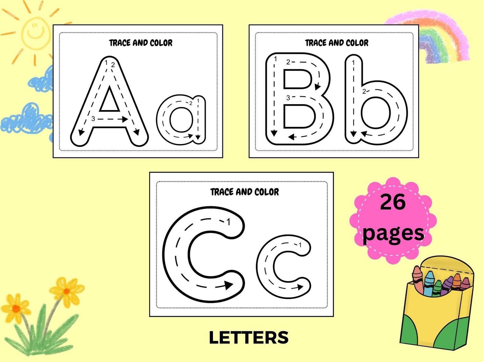 Trace and Color Worksheet for Kids, Trace Practice, Fine Motor Skills ...