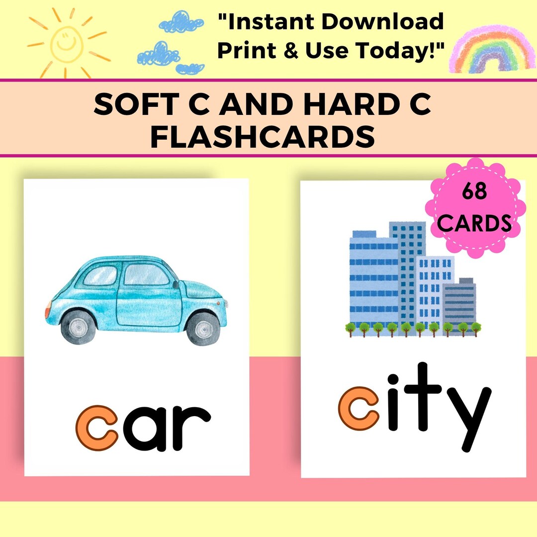 Soft C and Hard C Flashcards | Letter Sound Cards for First and Second ...
