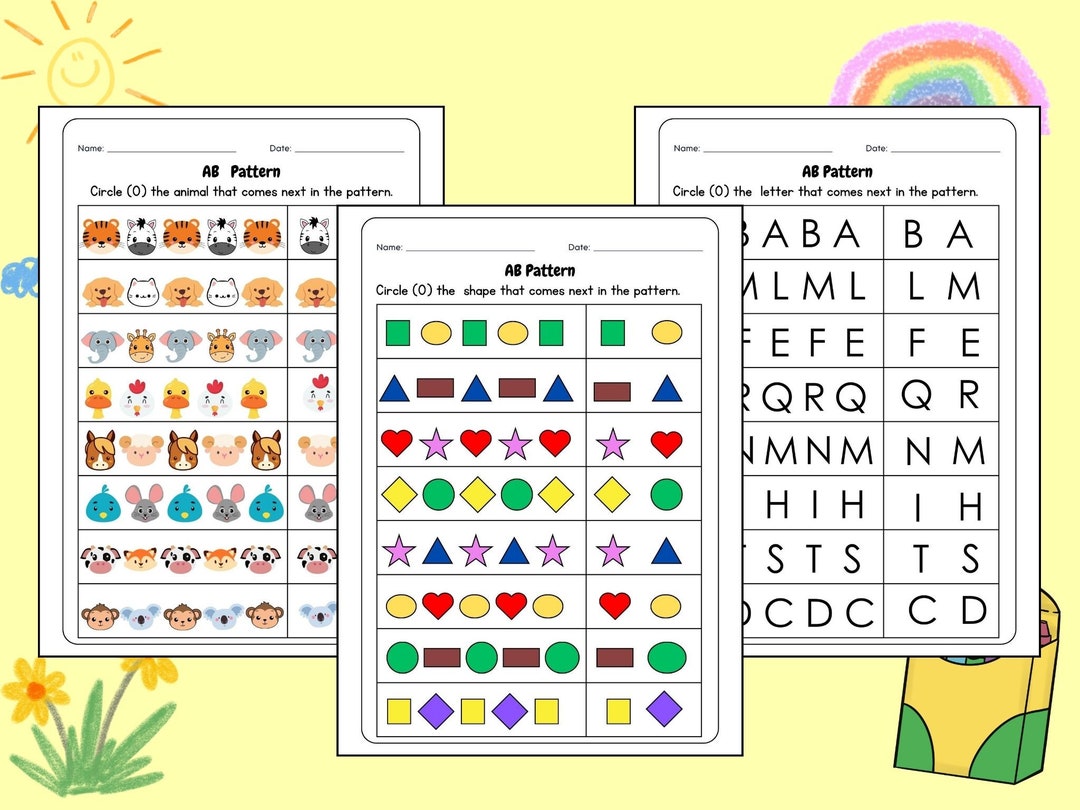 AB Pattern Activity Montessori Pre-k Math Homeschool Teacher Resources ...