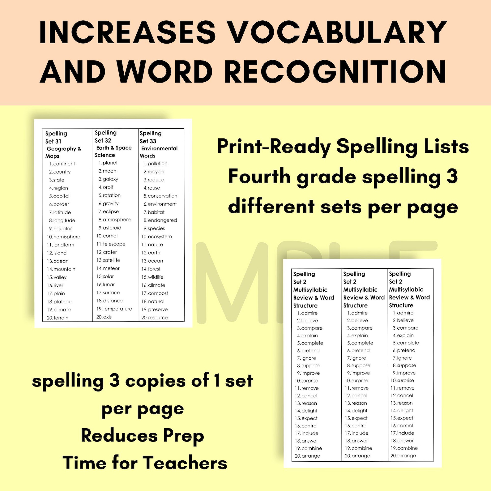 Fourth Grade Spelling List and Spelling Cards | Grade 4 Spelling ...