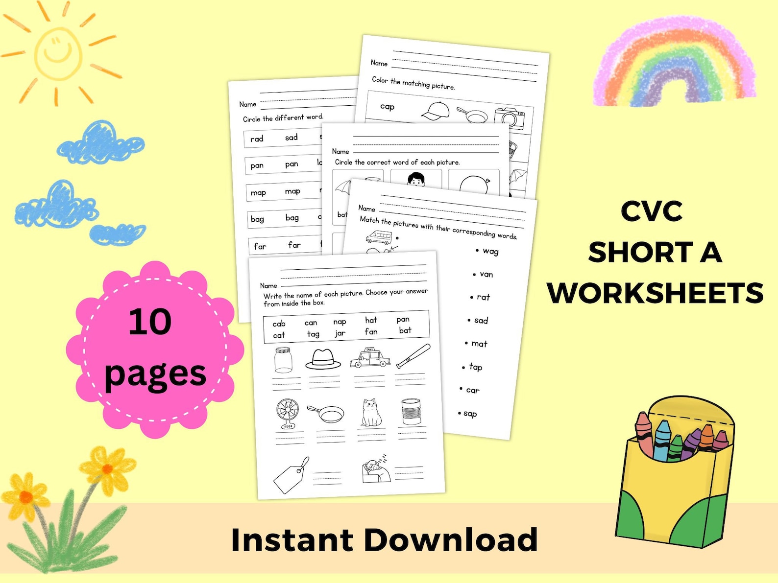 CVC Words Short A Worksheets, Cvc Words Worksheets, CVC Short ...