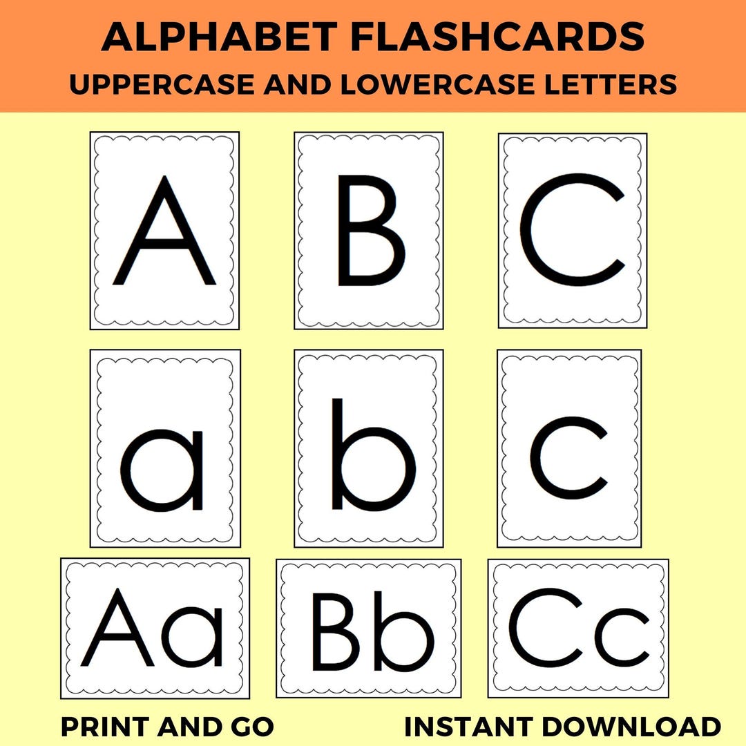 Alphabet Flashcards for Preschool Learning Uppercase and Lowercase ABC ...