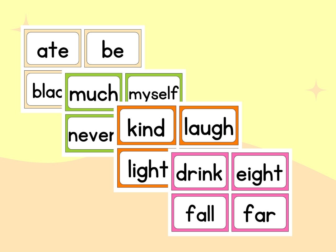 Dolch Flash Cards, Kinder Homeschool Sight Words, Prek and Kindergarten ...