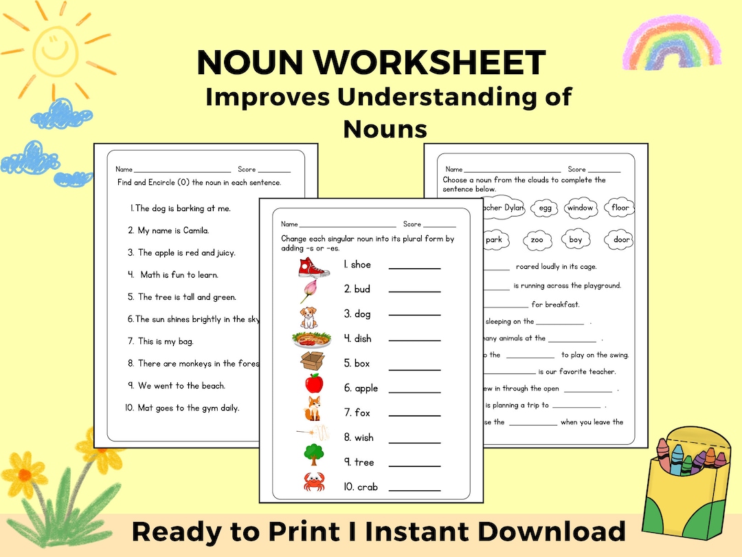 Parts of Speech Grammar Worksheets, Kids Grammar Activities, English ...