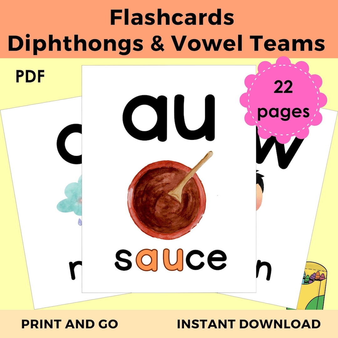 Diphthongs and Vowel Teams Phonics Flashcards | Long Vowel Sound Cards ...