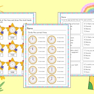 Learn to Tell Time, Clock Worksheet and Activity for Kindergarten and ...