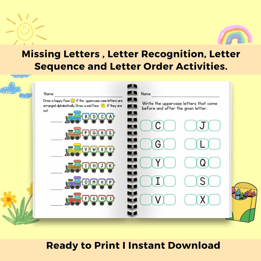 Missing Letters and Alphabet Matching Activity, Letter Recognition ...