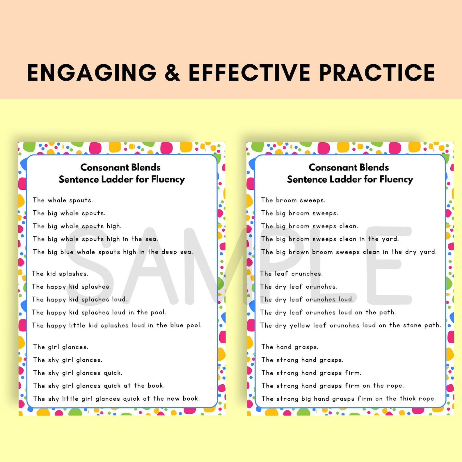 Reading Fluency Sentence Ladder, Phonics Sentences for Consonant Blends ...