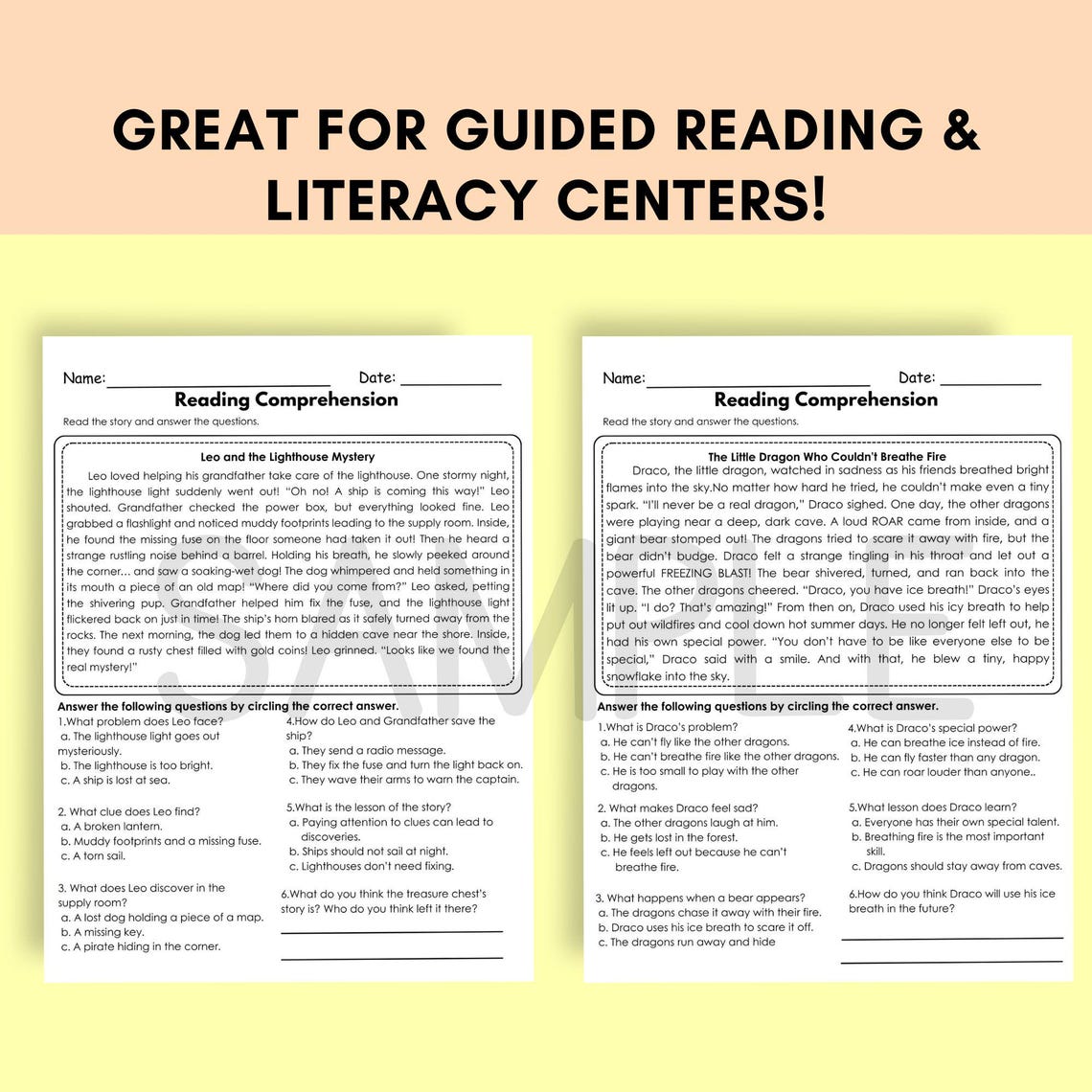 Reading Comprehension for 2nd and 3rd Grade, Reading Passages ...
