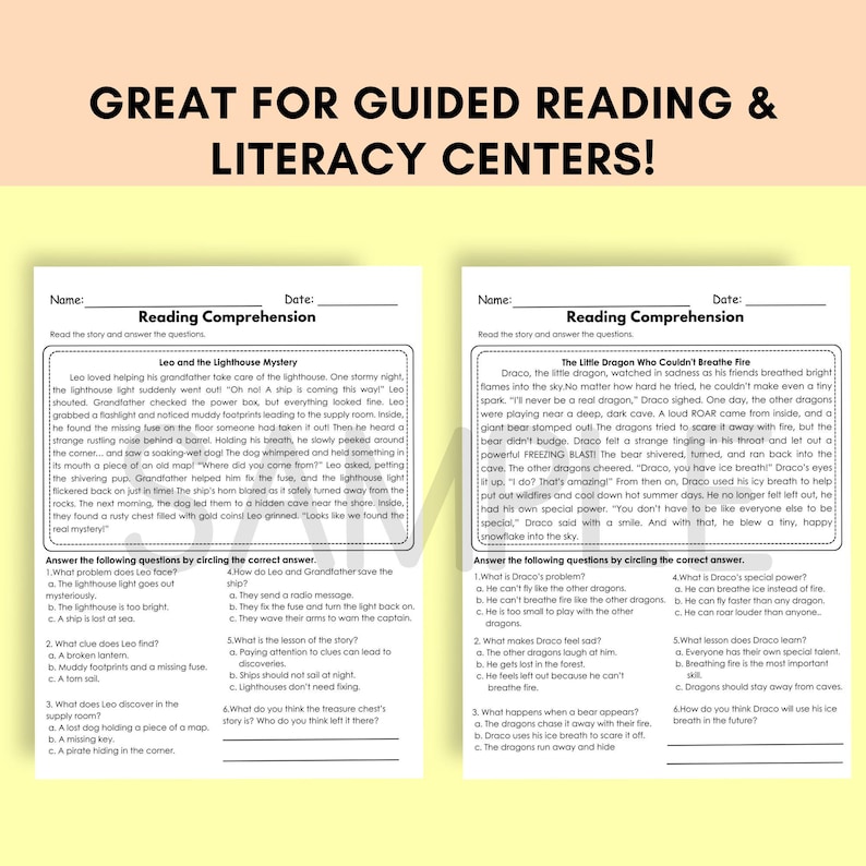 Reading Comprehension for 2nd and 3rd Grade, Reading Passages ...
