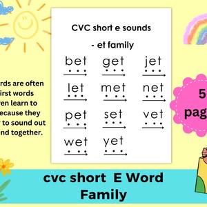 Printable Cvc Words, Cvc Short E Family, Printable Cvc Short E Family ...