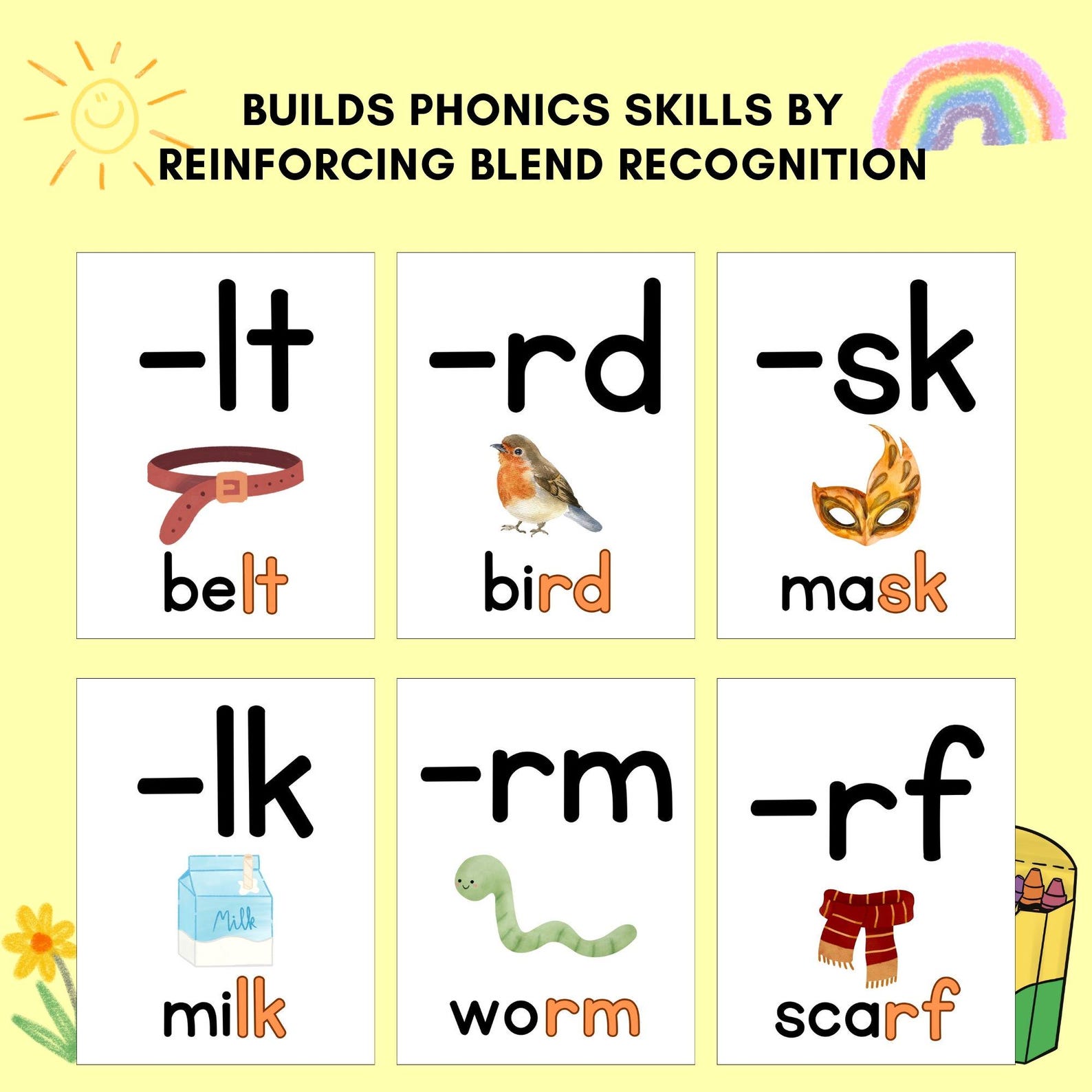 Final Blends Phonics Flashcards | Ending Blends and Consonant Blend ...