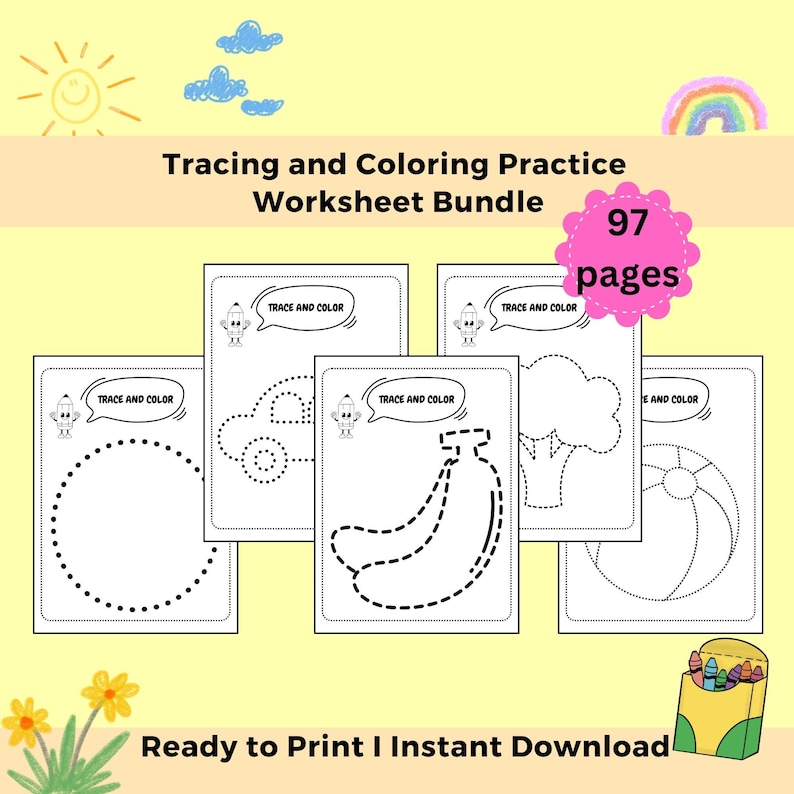 Tracing Worksheets for Toddler Animal, Fruit, Letter Tracing Sheets, I ...