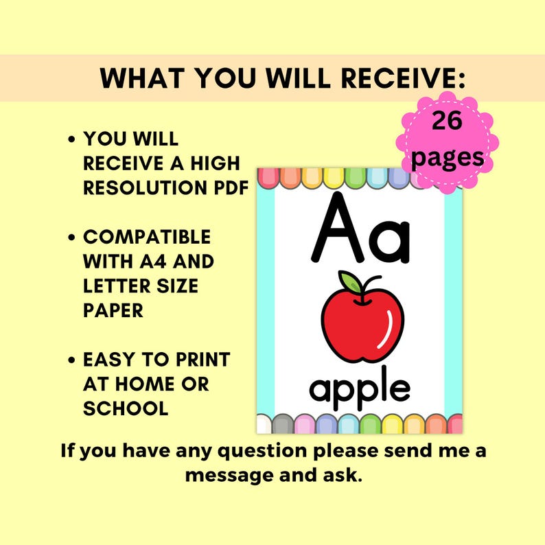 Alphabet Poster Printable, ABC Classroom Poster for Toddler Learning ...