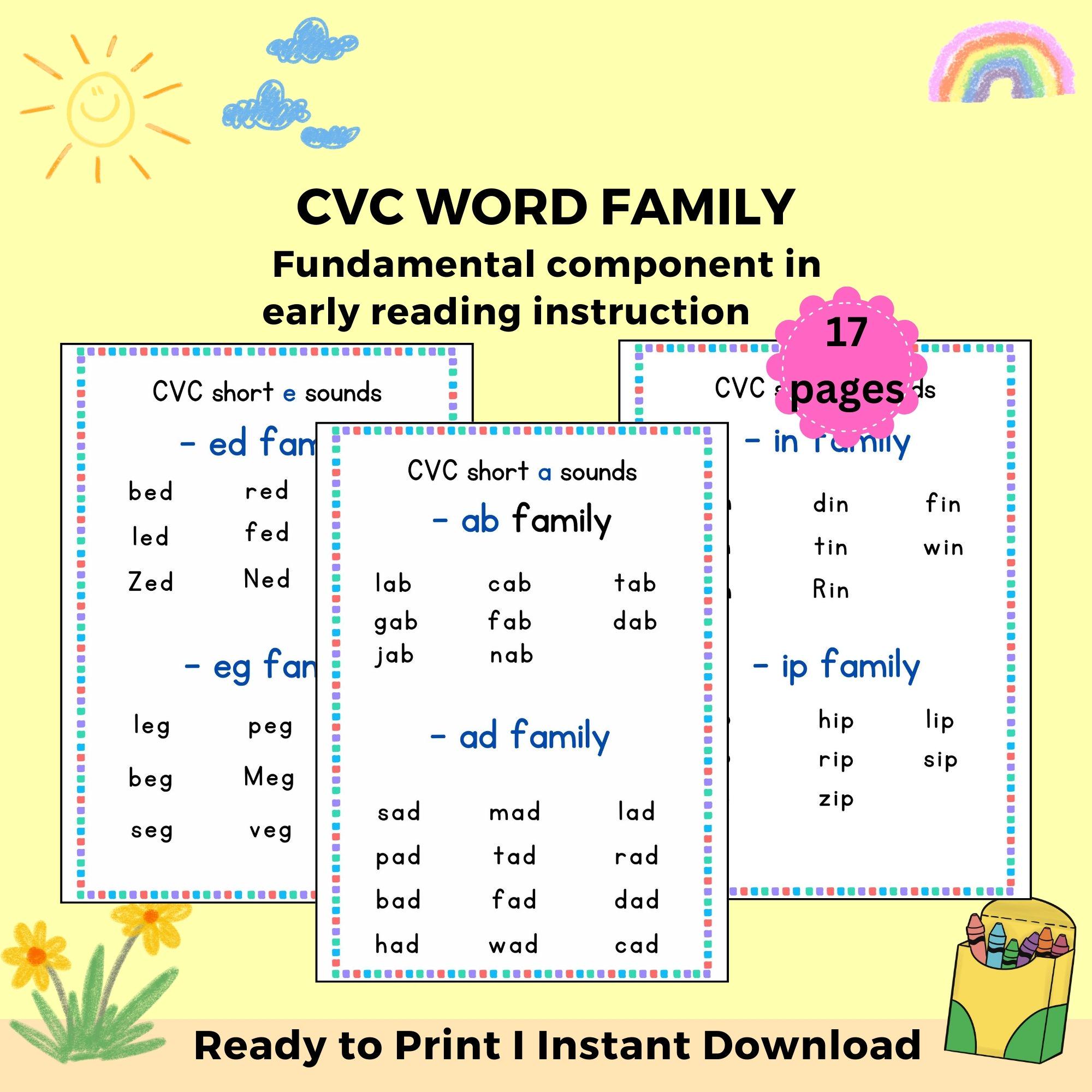 Learn to Read CVC Phonics Printable Book, Kindergarten Reading Fluency ...