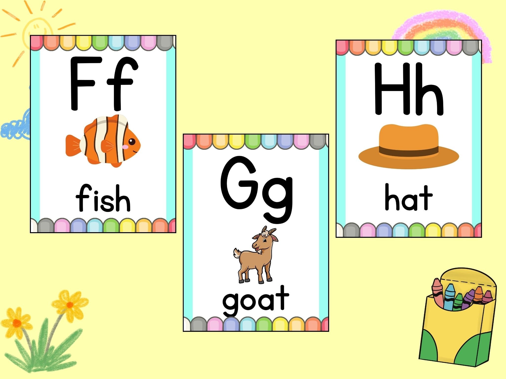 Alphabet Flashcards Printable, ABC Cards for Kids, Alphabet Learning ...
