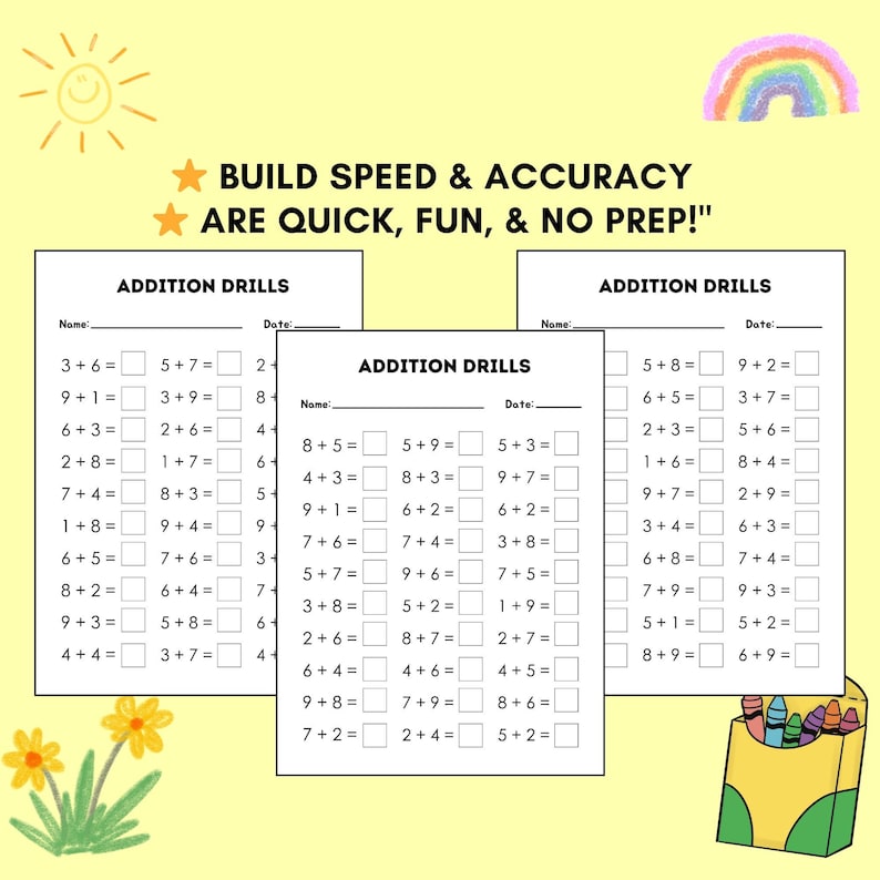 Simple Addition Worksheet | 1 Digit Adding Math Practice | Single-digit ...
