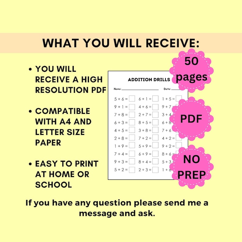 Simple Addition Worksheet | 1 Digit Adding Math Practice | Single-digit ...