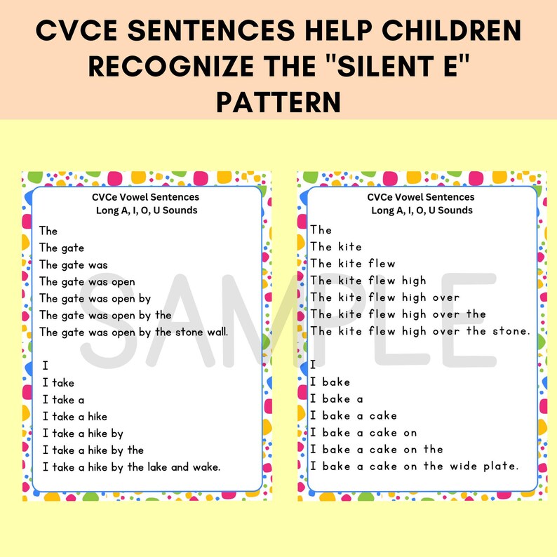 Cvce Sentence Reading Ladder, Long Vowel Sounds Fluency Printable ...