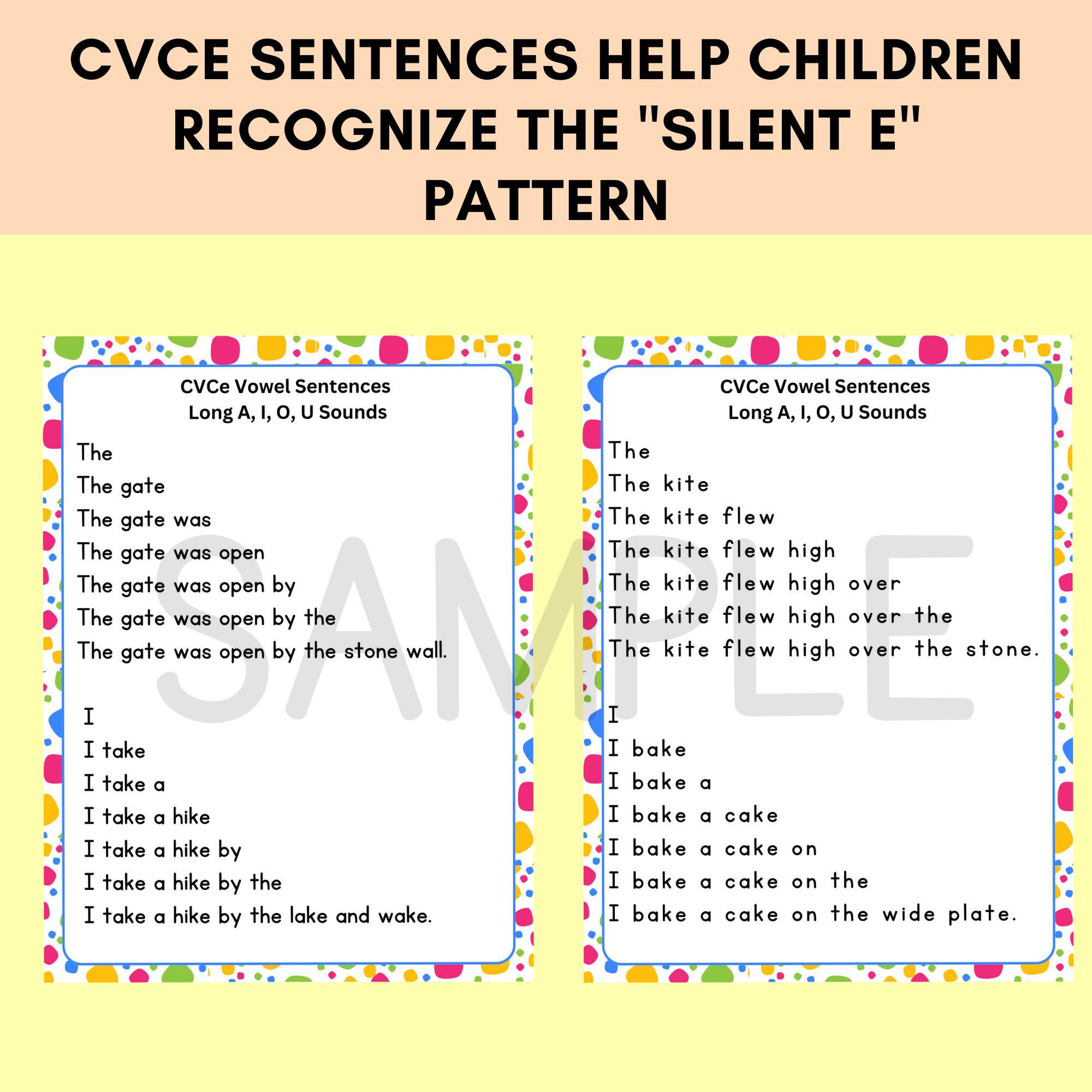 Cvce Sentence Reading Ladder, Long Vowel Sounds Fluency Printable ...