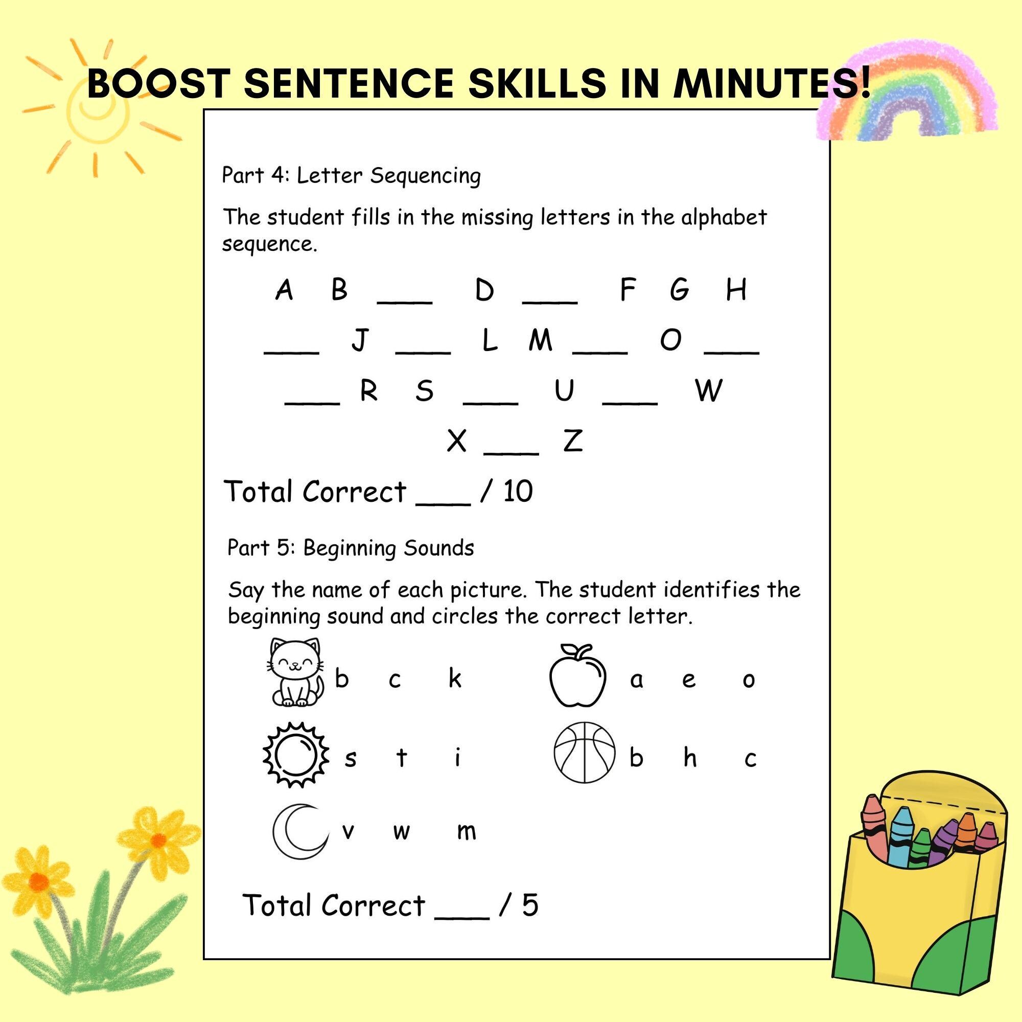 Alphabet Assessment Kit, Pre-k Kinder Assessment Worksheets, Preschool ...