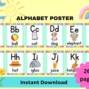 Alphabet Poster, Classroom Alphabet Display, ABC Poster Printable ...