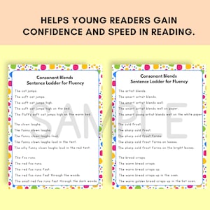 Reading Fluency Sentence Ladder, Phonics Sentences for Consonant Blends ...