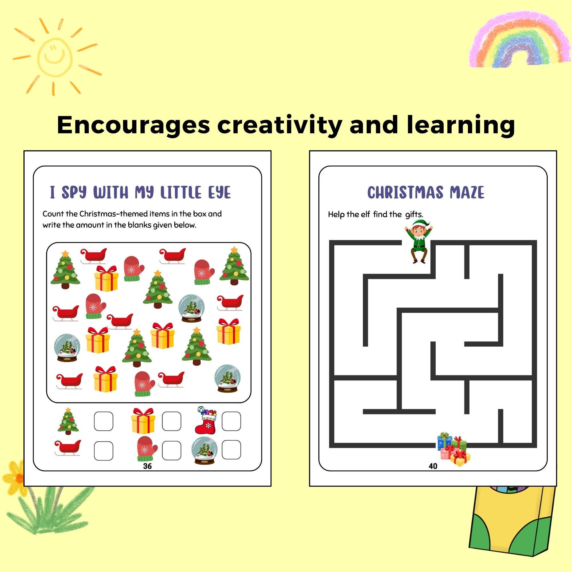 Christmas Busy Book for Toddlers, Holiday Worksheets and Winter ...