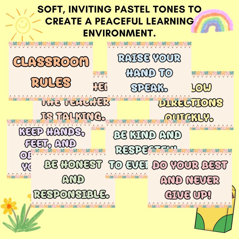 Classroom Rules Poster, Educational Classroom Rules Sign for Behavior ...