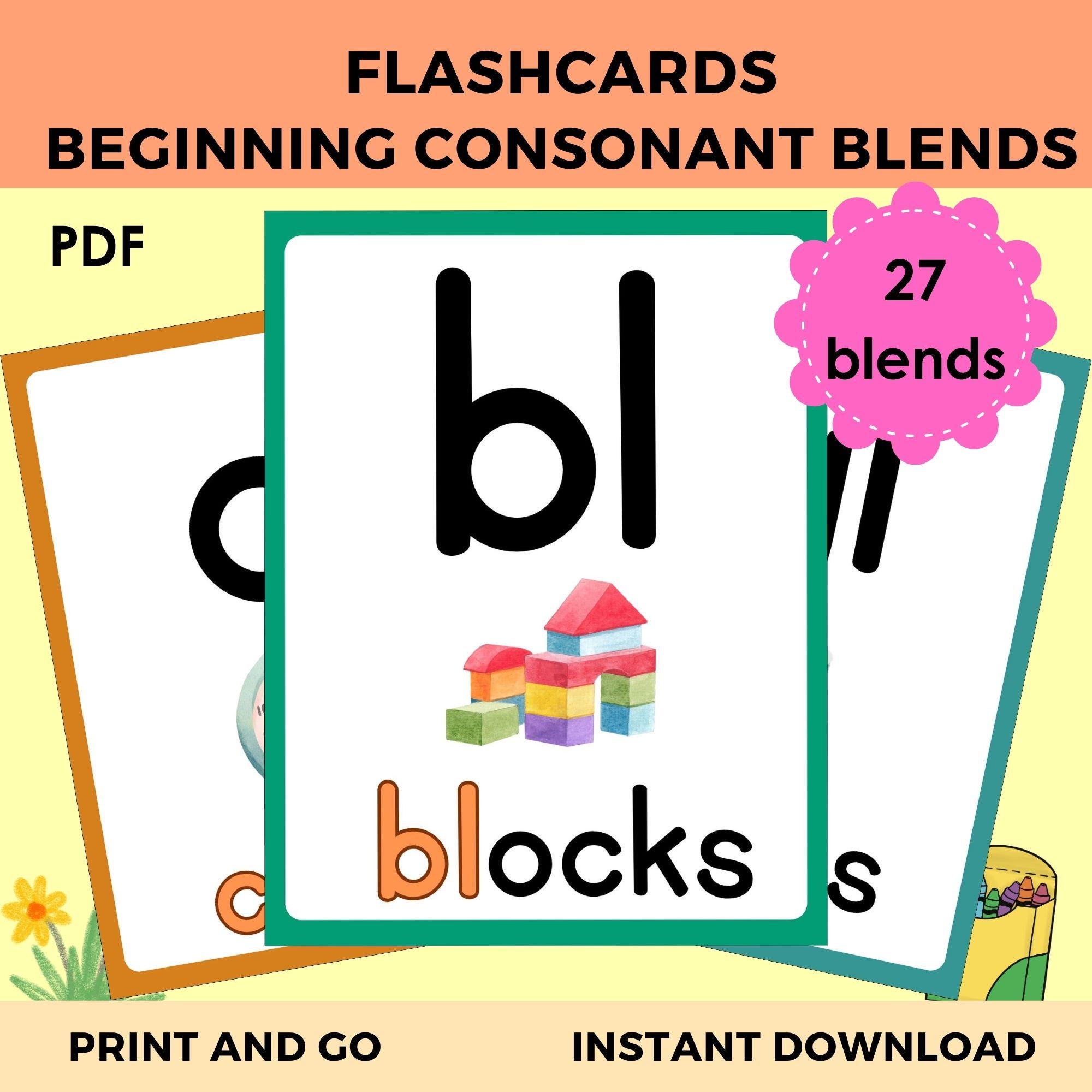 Beginning Blends Flashcards | Phonics Blend Cards | Consonant Blends ...