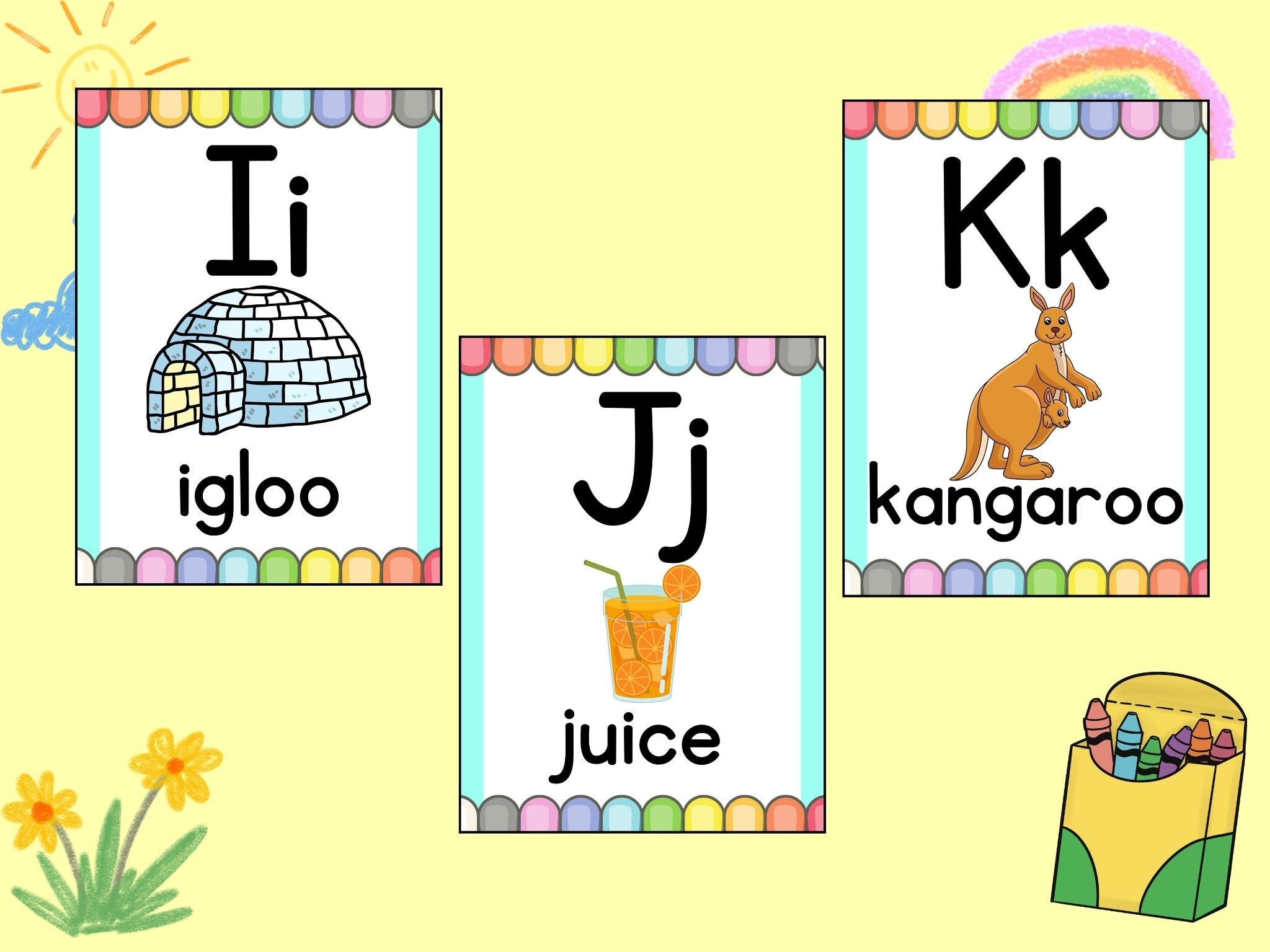 Alphabet Flashcards Printable, ABC Cards for Kids, Alphabet Learning ...