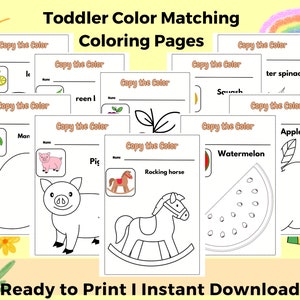 Toddler Coloring Pages, Copy the Color Fruits, Vegetables, Shapes, Toys ...