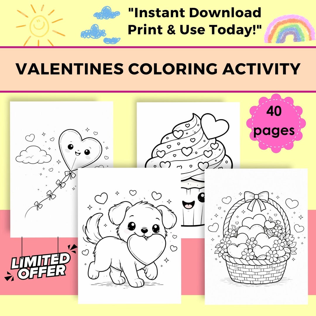 Valentines Coloring Pages for Kids, Valentines Activity for Toddlers ...