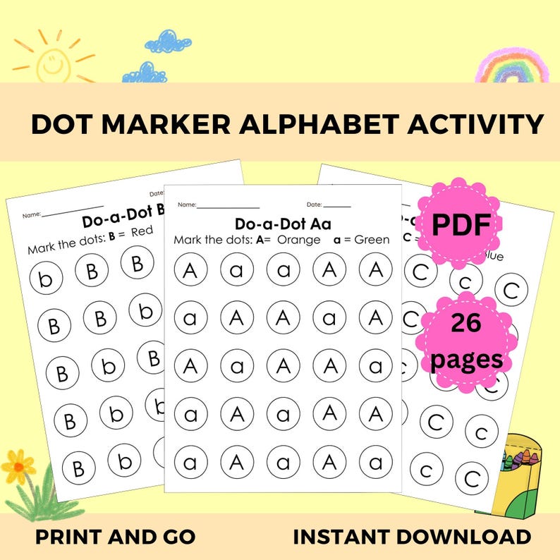 Do a Dot Alphabet Letters Printable, Dot Marker A-Z Activity, Uppercase ...