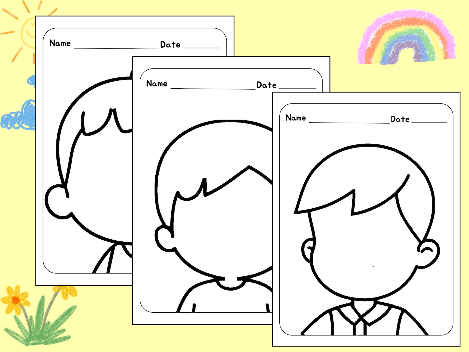 Blank Face Printable Toddler Activity for Learning Emotions, Face Cards ...