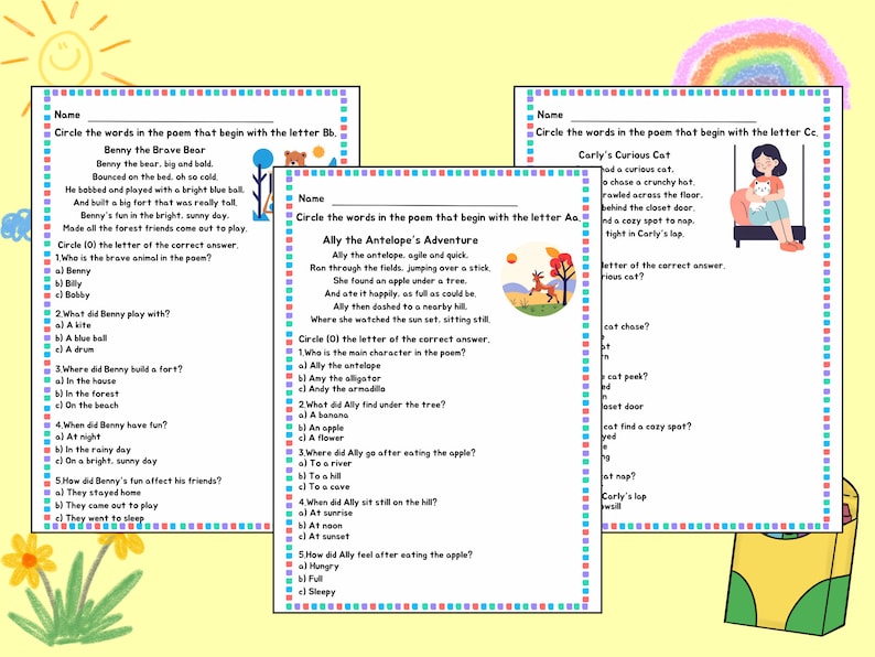Reading Comprehension Worksheets, Homeschool and Teacher Resources ...