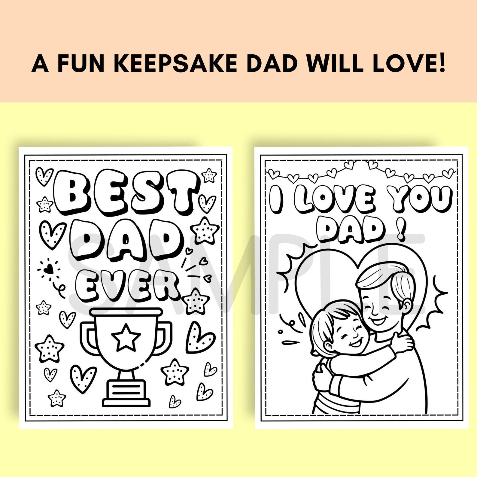 Father's Day Coloring Pages, Dad Printable Gift, Father's Day Activity ...