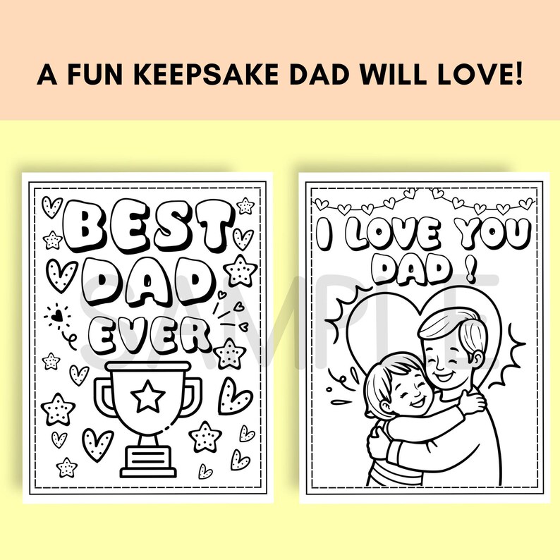Father's Day Coloring Pages, Dad Printable Gift, Father's Day Activity ...