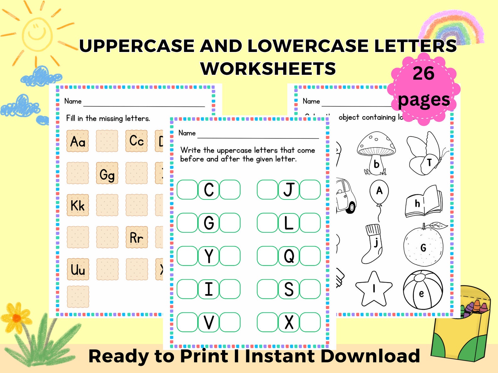 Printable Alphabet Worksheets Uppercase and Lowercase Matching Activity ...