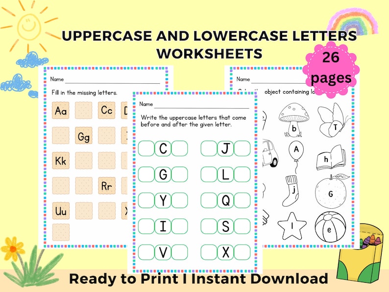 Printable Alphabet Worksheets Uppercase and Lowercase Matching Activity ...