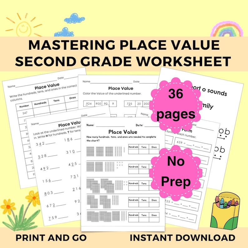 Place Value Worksheets - Expanded Form, Ones Tens Hundreds - 2nd Grade ...