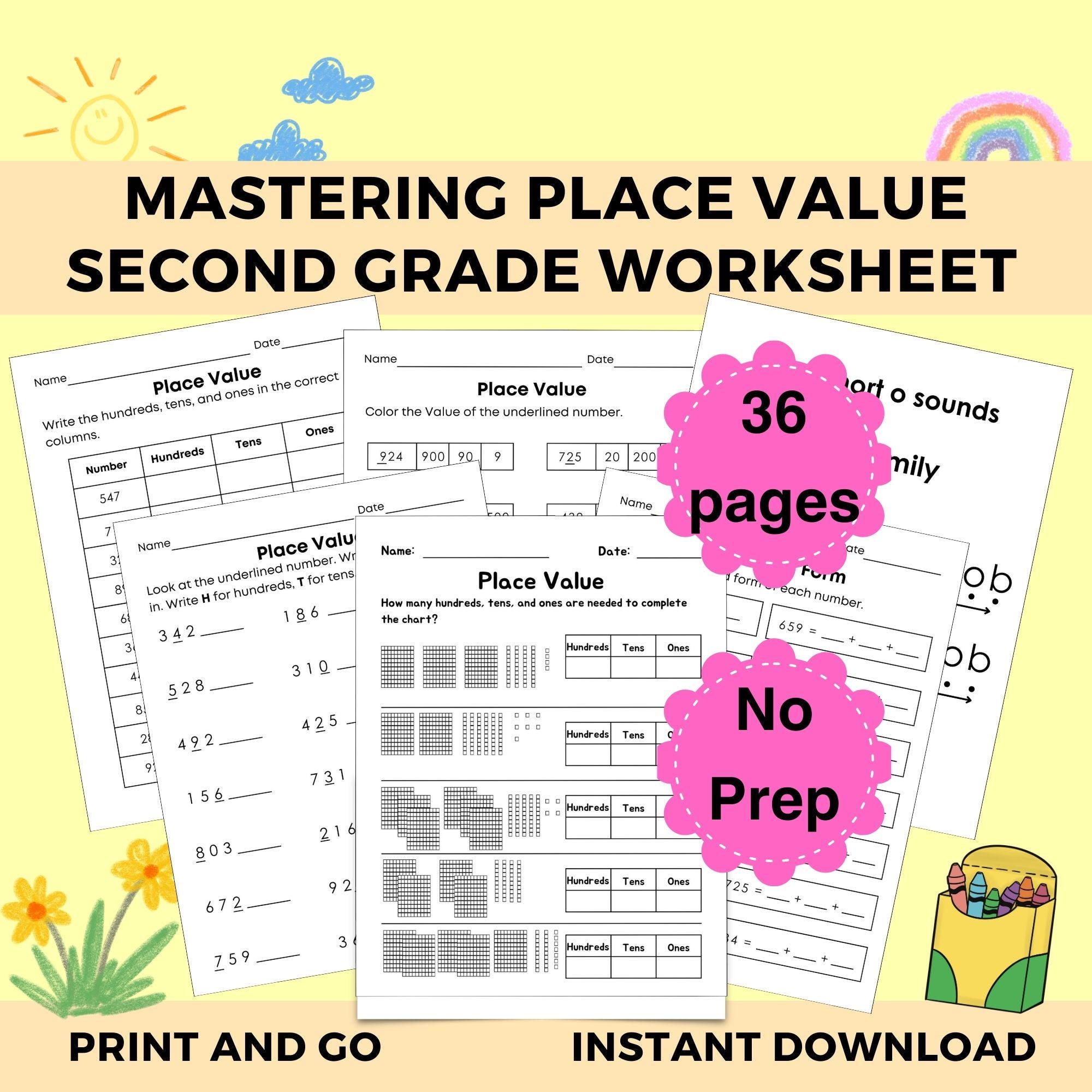 Place Value Worksheets - Expanded Form, Ones Tens Hundreds - 2nd Grade ...