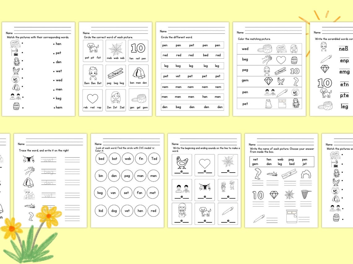 CVC Words Short E Worksheets, Cvc Words Worksheets, CVC Short ...