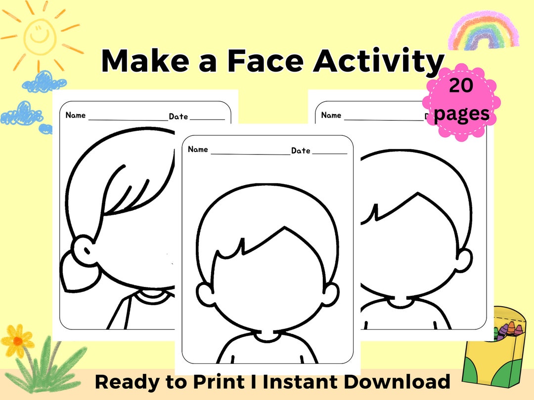 Blank Face Printable Toddler Activity for Learning Emotions, Face Cards ...