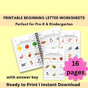 Beginning Sounds Phonics Worksheets Preschool Printables for Early ...